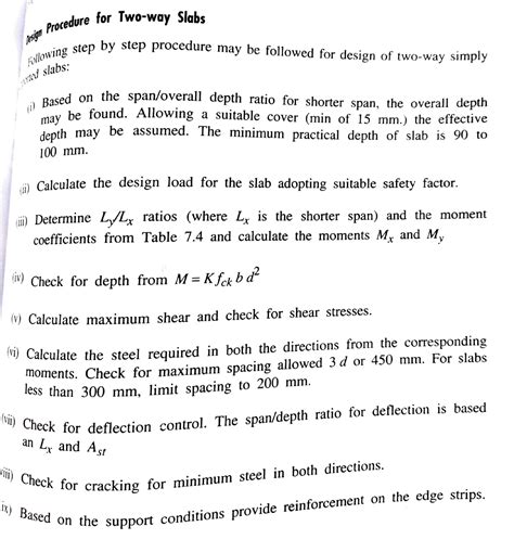 two way slab design procedure procedure for two way slabs step by
