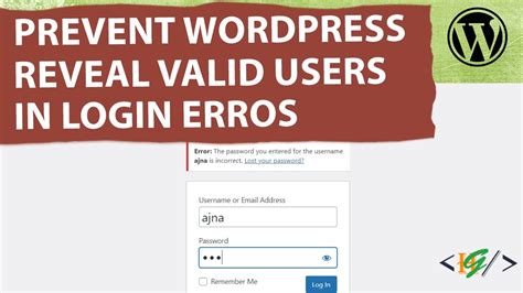 How To Prevent WordPress Don T Reveal Valid Users In Login Errors In WP Login Page YouTube