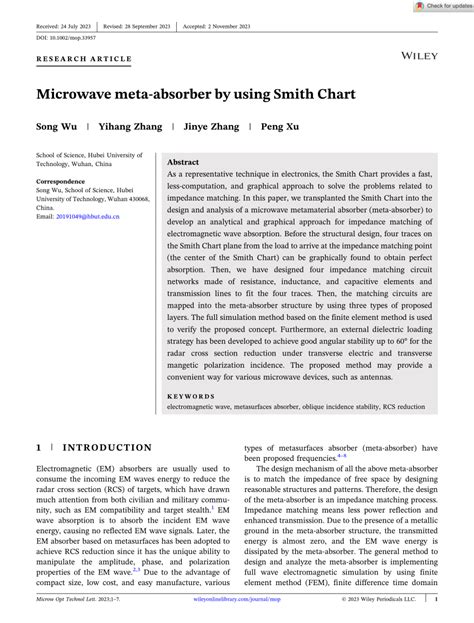 Pdf Microwave Meta‐absorber By Using Smith Chart