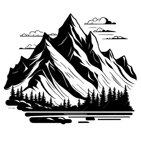 Premium Vector Hand Drawn Mountain Outline Illustration