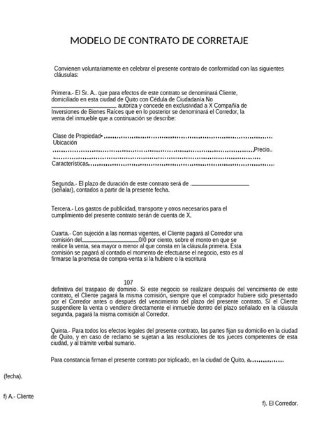Contrato De Corretaje Pdf