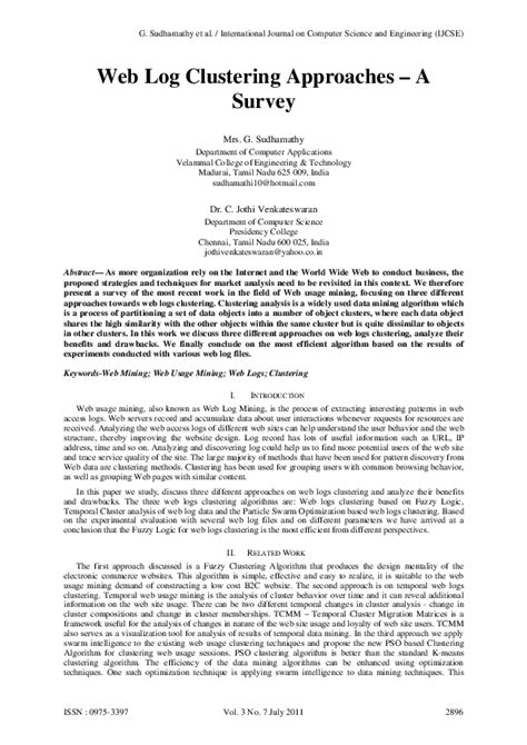 Pdf Web Log Clustering Approaches A Survey