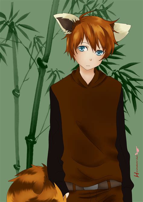 Anime Manga Boy Panda Redpanda Ears Tail Kemonomimi