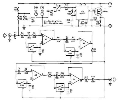 Tunable Bandpass Filter Circuit Diagram Electronic Circuit Diagrams Schematics