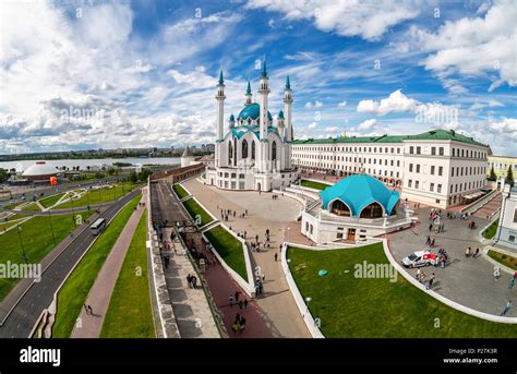 Kazan Russia June 10 2018 Fisheye View On Kul Sharif Mosque In