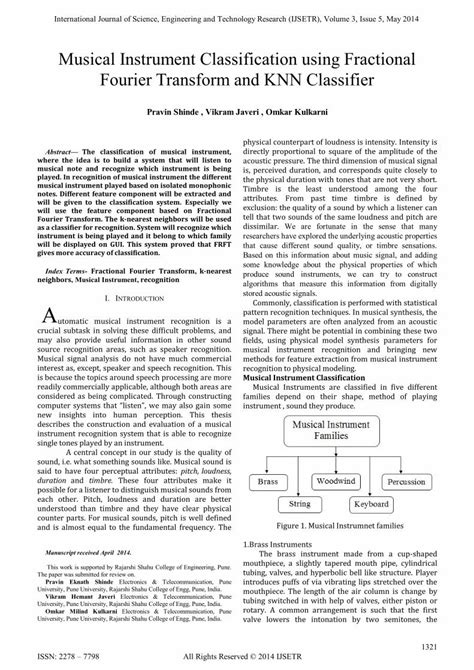 Pdf Musical Instrument Classification Using Fractional Fourier