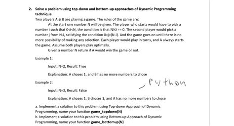 Solved 2 Solve A Problem Using Top Down And Bottom Up