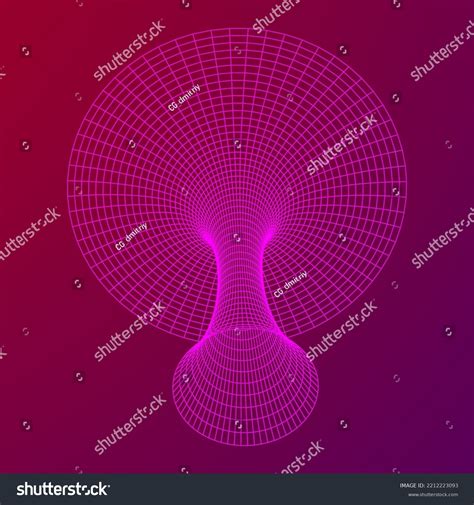 Wormhole Tunnel Mesh Objects Network Wireframe Stock Vector Royalty