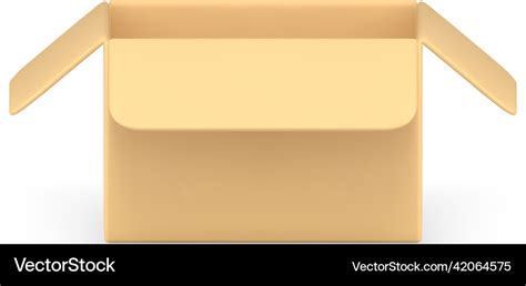 Open Cardboard Box Front View 3d Icon Realistic Vector Image