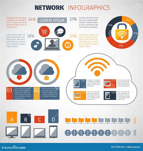 network infographics set stock vector illustration of computing 51595133