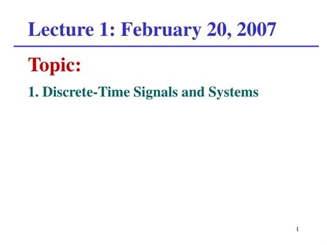 ppt discrete time signals and systems lecture 1 powerpoint