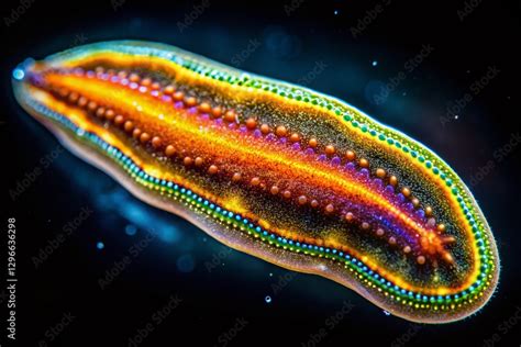 Microscopic Flatworm In Low Light Detailed Platyhelminthes Anatomy