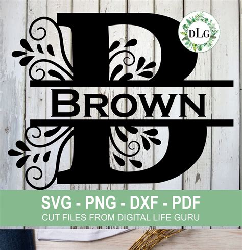 Split Monogram Bundle Svg Floral Monogram Svg Split Monogram Letters