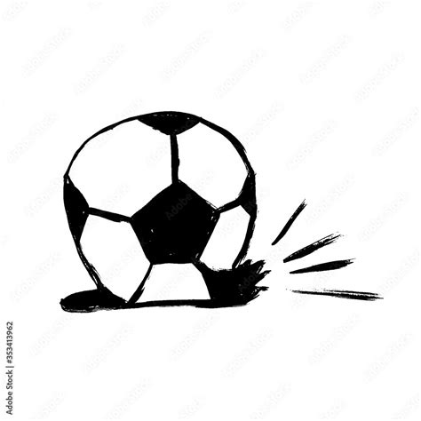 Icon Of Deflated Soccer Ball Isolated On White Background Doodle