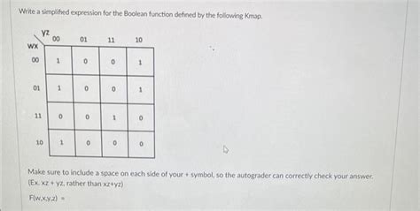 Solved Write A Simplified Expression For The Boolean Chegg