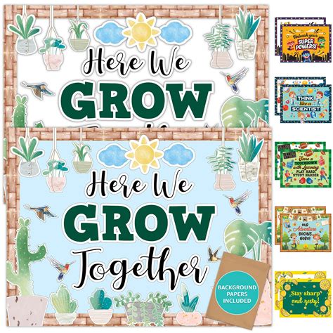 65pcs Cactus Classroom Decor Set With Background Papers And Borders