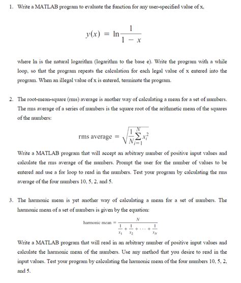 Solved 1. Write a MATLAB program to evaluate the function | Chegg.com