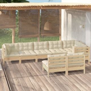 Vidaxl 8 Piece Patio Lounge Set With Cream Cushions Solid Pinewood 25