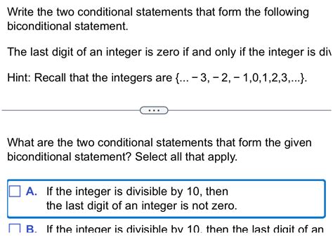 solved write the two conditional statements that form the following