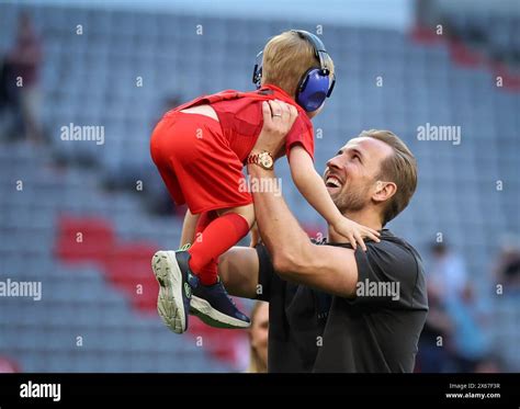 Munich Germany May 12 Harry Kane Of Bayern Munich Interacts With