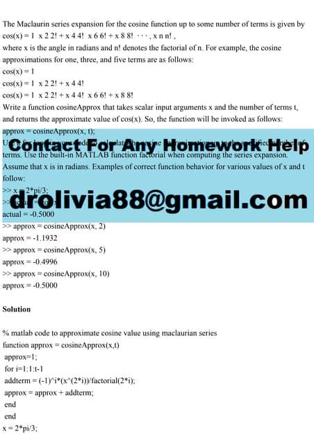 The Maclaurin Series Expansion For The Cosine Function Up To Some Nu Pdf