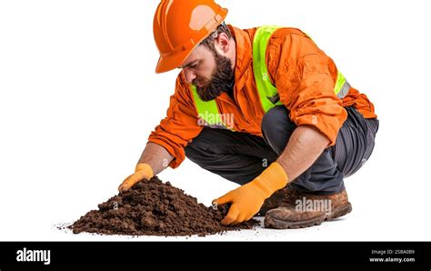 Geotechnical Engineer Studying Soil Samples In Laboratory For