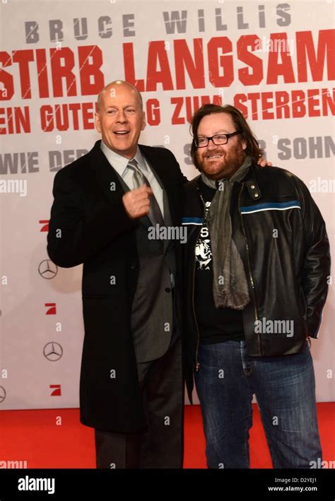 Actor Bruce Willis Director John Moore L R Attend German Premiere Die