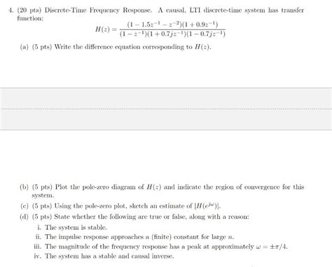 Solved 4 20 Pts Discrete Time Frequency Response A