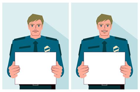 젊은 경찰관이 두 가지 감정을 가진 빈 표지판을 들고 있습니다 2명에 대한 스톡 벡터 아트 및 기타 이미지 2명 Illegals Program 검색 Istock