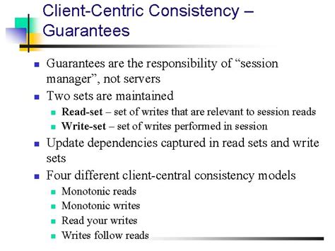 Client Centric Consistency Clientcentric Consistency Models N N