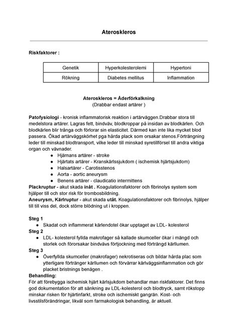 Ateroskleros Och Arytmier Ateroskleros Riskfaktorer Genetik