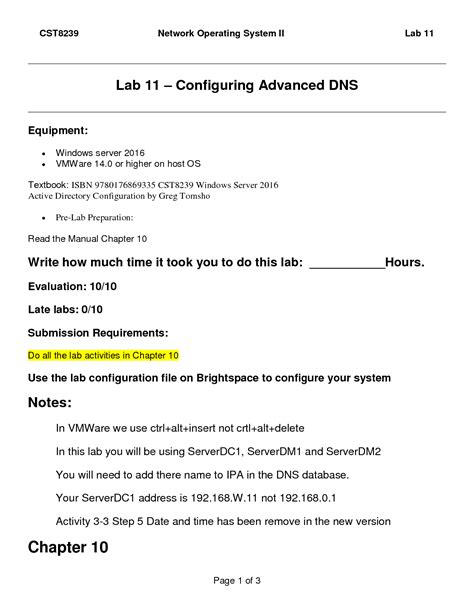 SOLUTION Lab 11 Configuring Advanced Dns Studypool