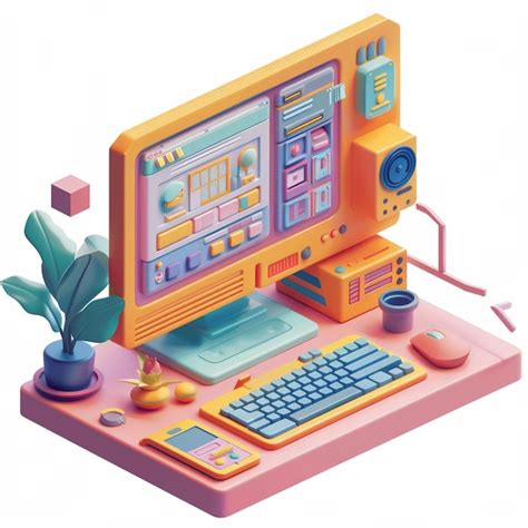 Premium Photo A 3d Animation Computer With A Website Isometric In The