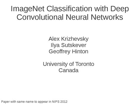 Ppt Imagenet Classification With Deep Convolutional Neural Networks文档下载