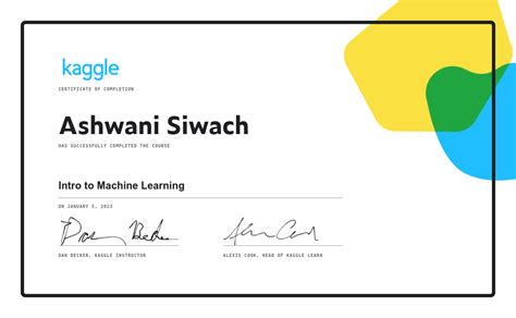 Ashwani Siwach Completed The Intro To Machine Learning Course On Kaggle