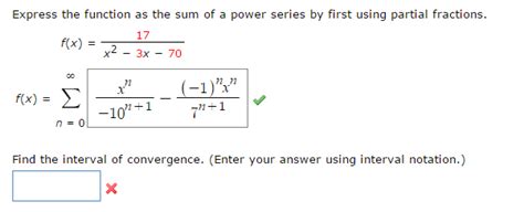 solved express the function as the sum of a power series by