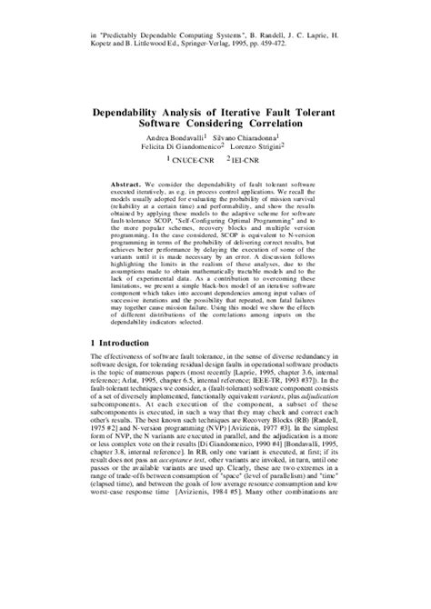 Pdf Dependability Analysis Of Iterative Fault Tolerant Software Considering Correlation