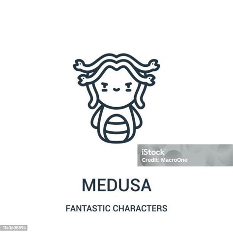 환상적인 캐릭터 컬렉션에서 메 두 사 아이콘 벡터 얇은 라인 메 두 사 개요 아이콘 벡터 일러스트 레이 션 고대의에 대한 스톡 벡터 아트 및 기타 이미지 Istock