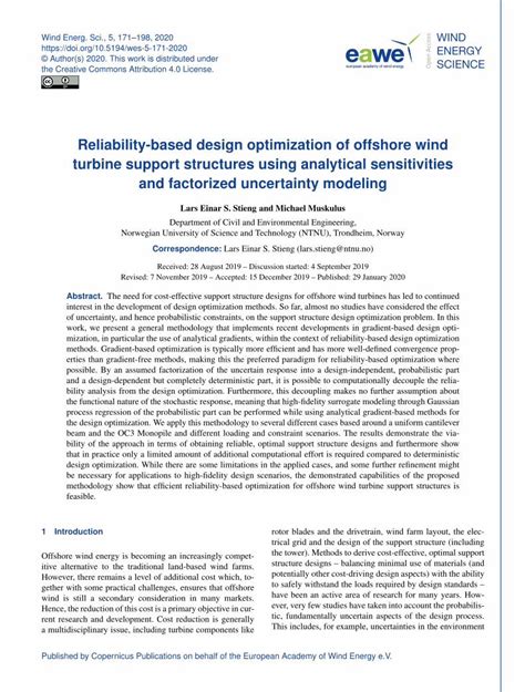 Pdf Reliability Based Design Optimization Of Offshore Wind 172 L