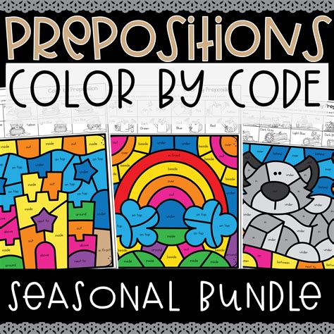 Preposition Color By Code No Prep Preposition Coloring Worksheets