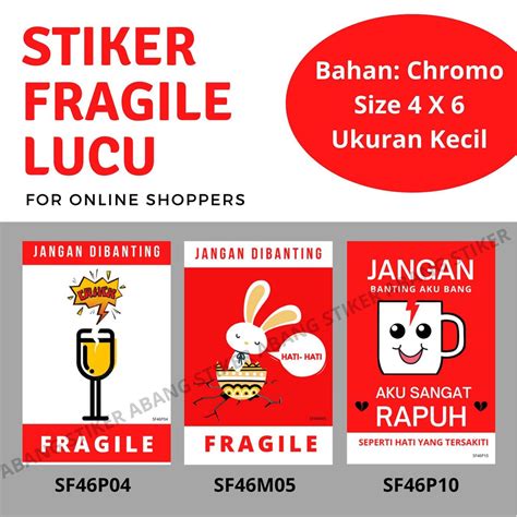 Stiker Fragile Lucu 4 X 6 Cm Sticker Fragile Shopee Indonesia