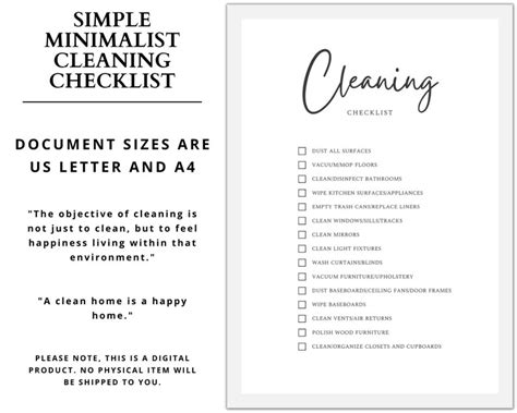 Minimalist Cleaning Checklist House Cleaning Guide Cleaning Routine