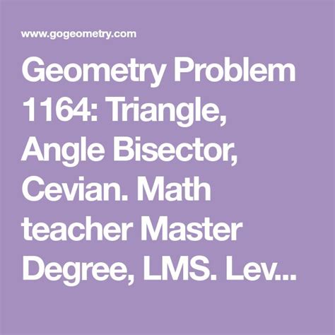 Geometry Problem 1164 Triangle Angle Bisector Cevian