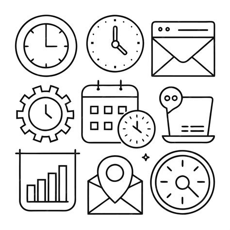 Set Of 9 Time Management Icons In Outline Style Premium Ai Generated Vector