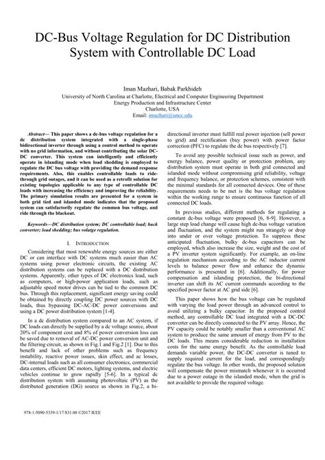 Pdf Dc Bus Voltage Regulation For Dc Distribution System With