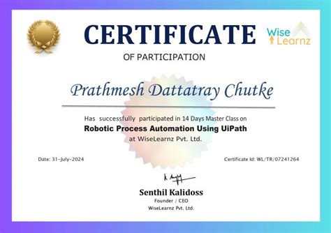 Completed Rpa Course With Wiselearnz Prathmesh Chutke Posted On The Topic Linkedin