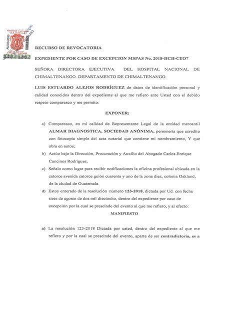 Revocatoria Ejemplo Pdf