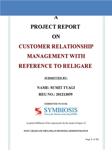 Crm Project Report Pdf Customer Relationship Management Sales