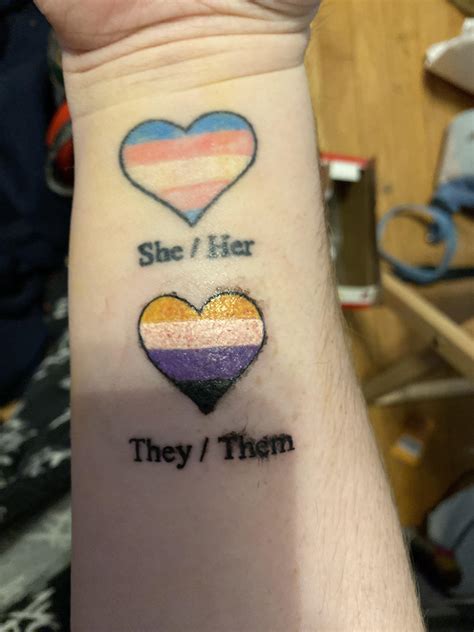 I Got A Non Binary Tattoo To Go With My Trans One Today And Wanted To