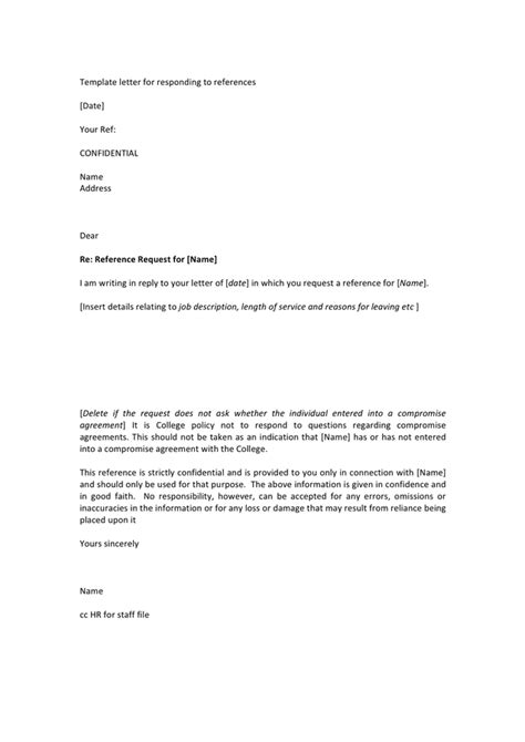 Template Letter For Responding To References In Word And Pdf Formats